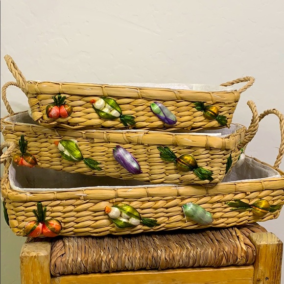 Kitchen | Vintage Soft Baskets Lot Of 3 Vegetables Cc | Poshmark